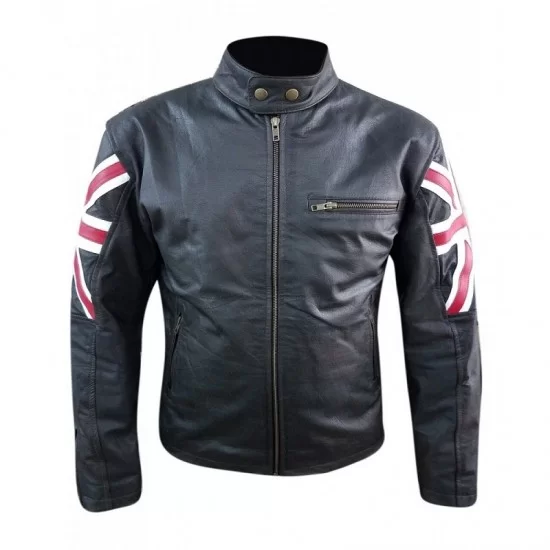 New Men's Biker Vintage Cafe Racer Leather Jacket with UK Flag and ... New Men's Biker Vintage Cafe Racer Leather Jacket with UK Flag and ...